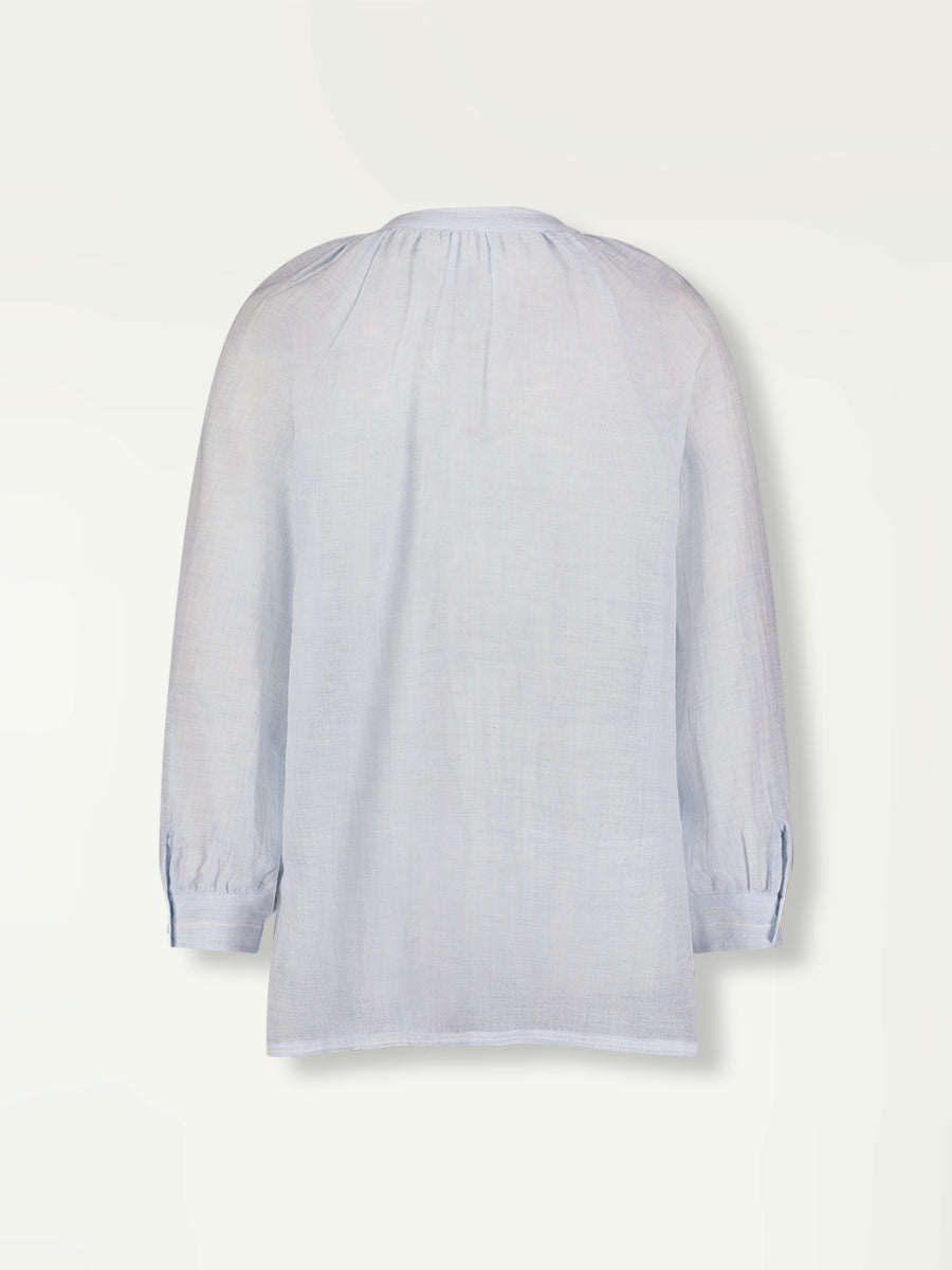 lemlem Women's MITA Button Up Blouse in Light Blue