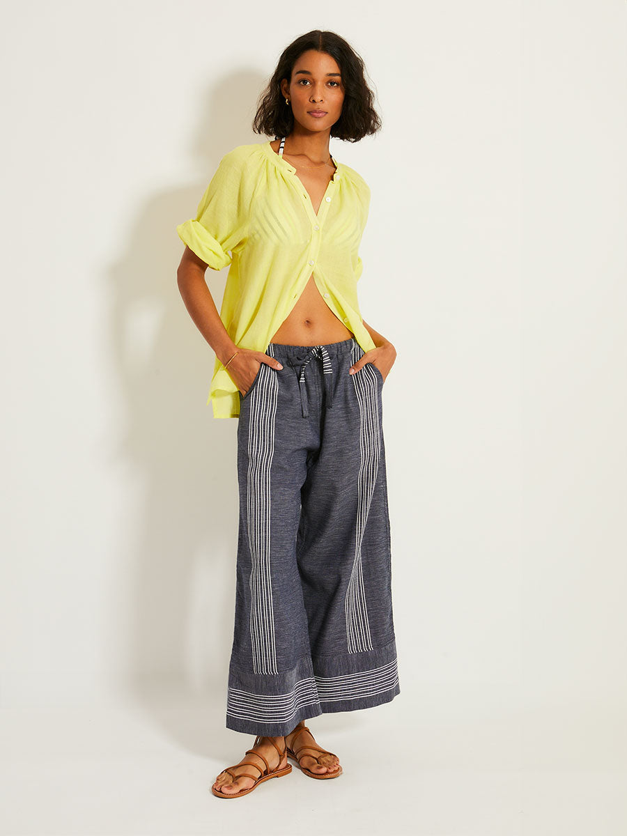 lemlem Women's MITA Button Up Blouse in Nefas Yellow