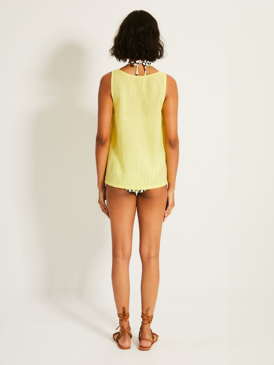 lemlem Women's KATI Tank Top in Nefas Yellow