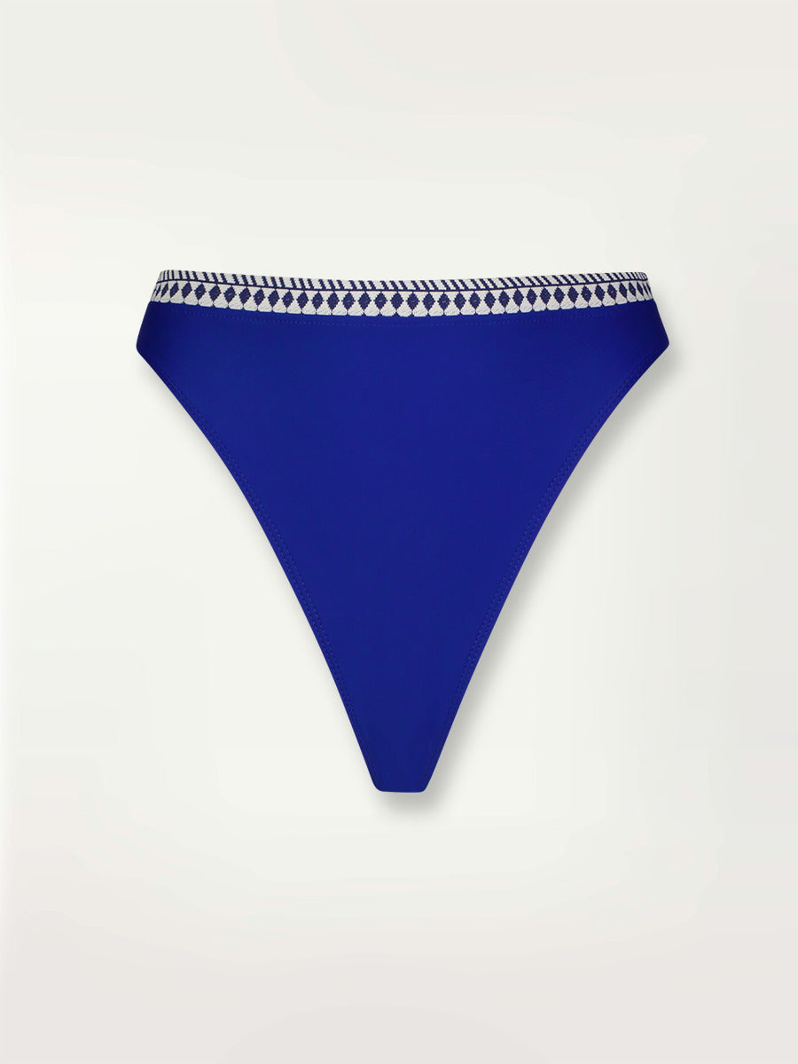 lemlem Women's KALA High Leg Bikini Bottom in Lena Royal Blue